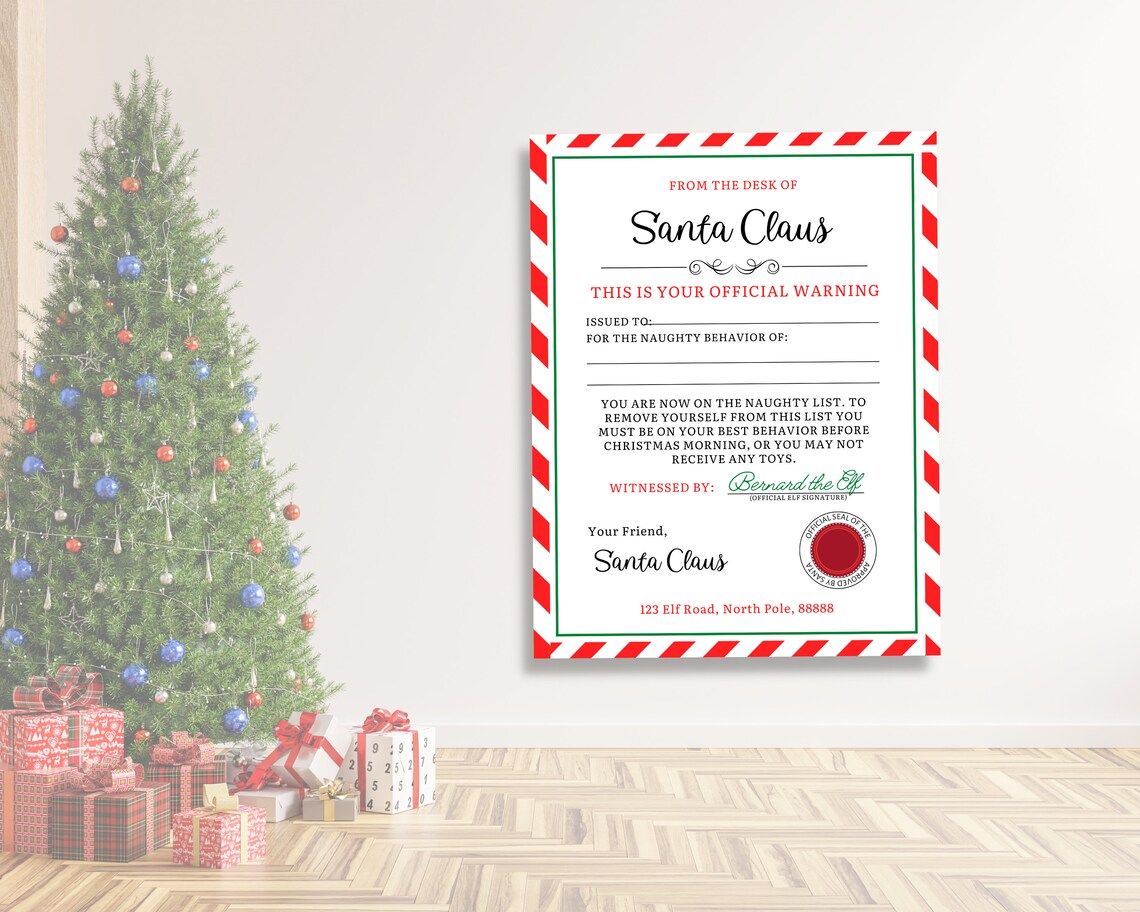 Santa Warning Letter Printable Naughty List Warning Bad - Etsy