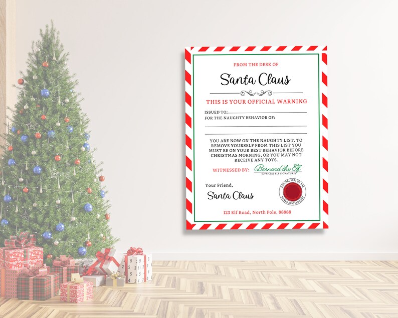 Santa Warning Letter Printable, Naughty List Warning, Bad Behavior ...