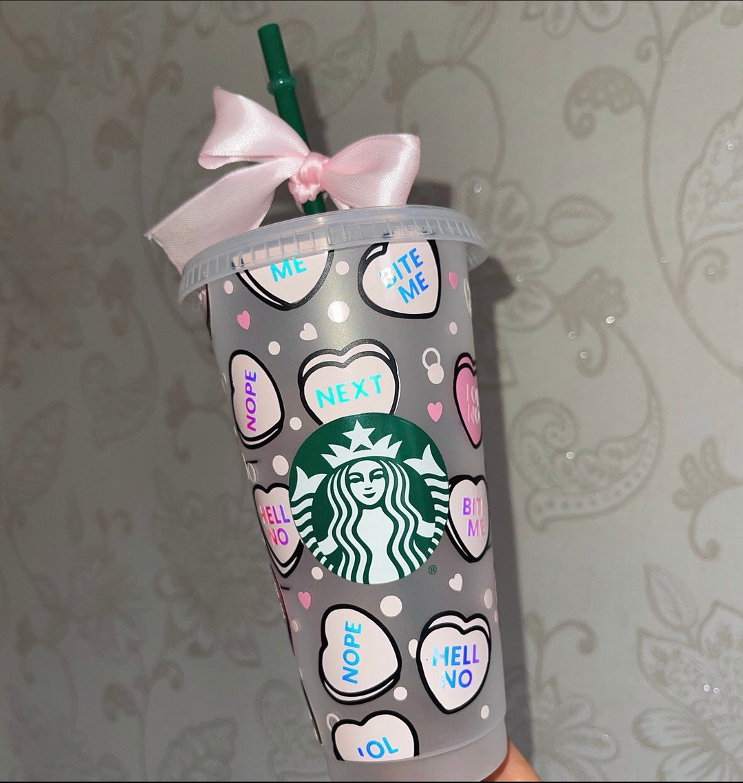 Valentines Day Starbucks Venti Cold Cup, Tumbler, Love Hearts - Etsy