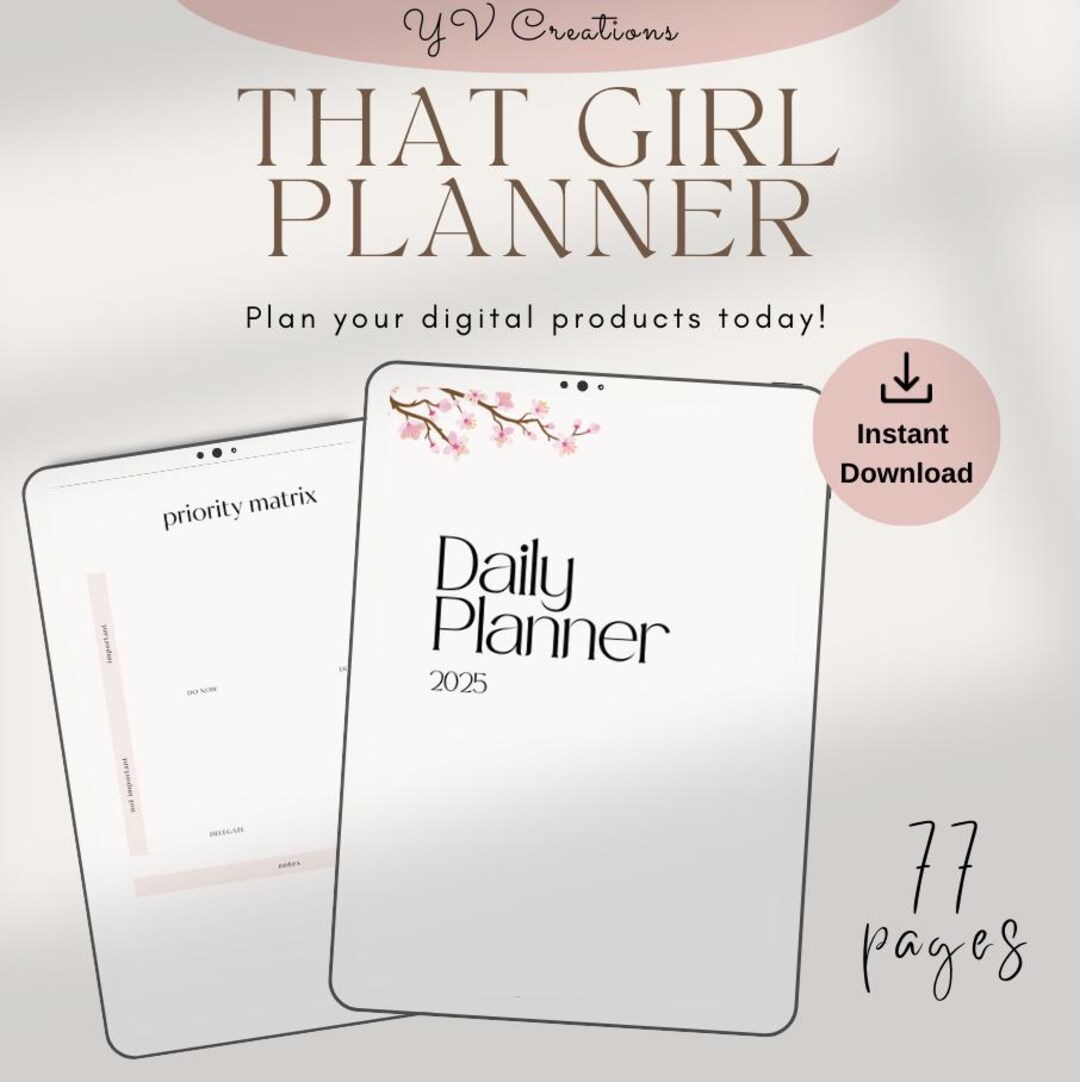 Minimalistic Digital Planner Printable, Daily Goal Planner, 30 Minute ...