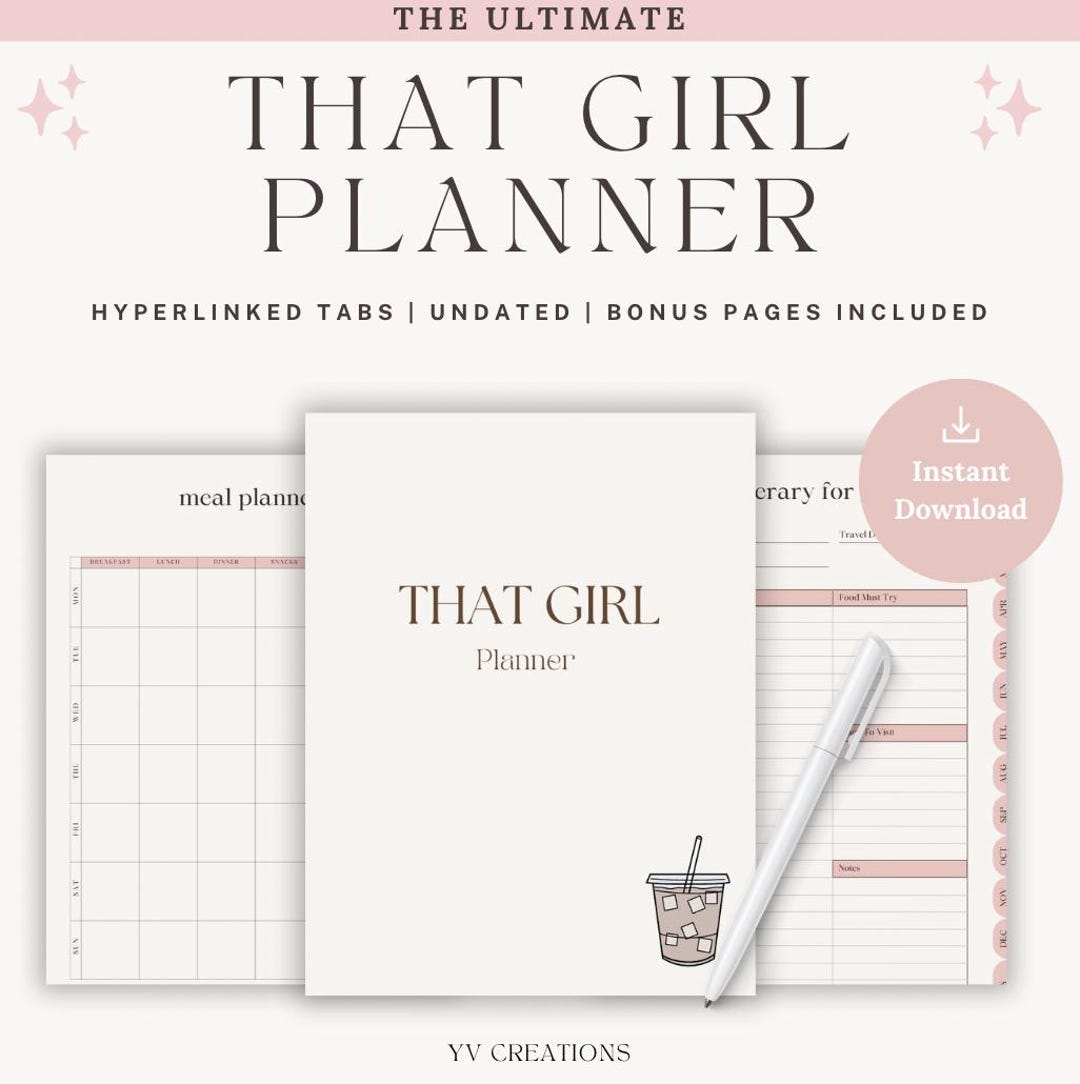 Digital Planner Printable, Girly Daily Goal Planner, Schedule, Time PDF ...