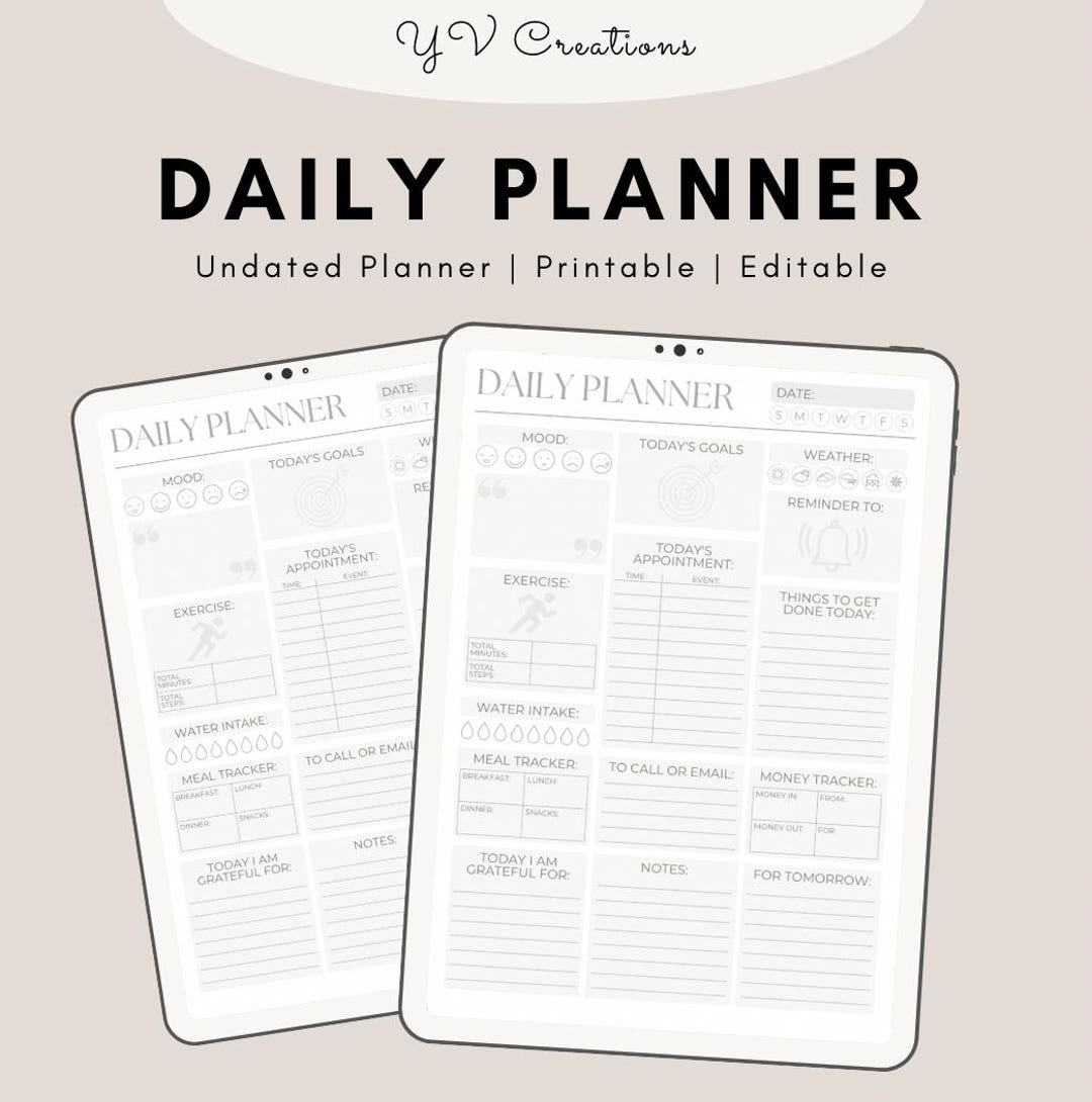 Daily Planner Printable, Daily Goal Planner, 30 Minute Schedule, Time ...