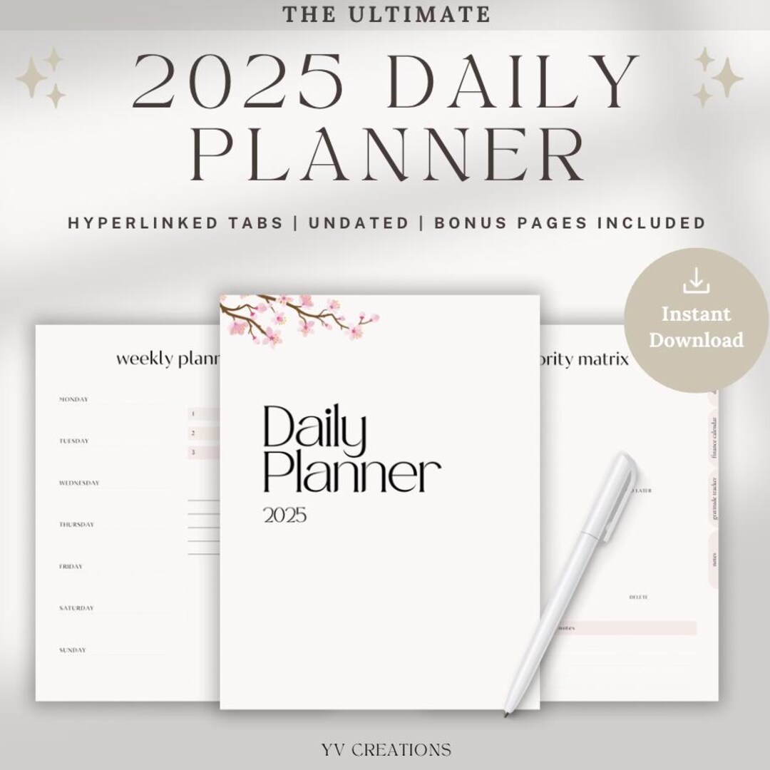 Minimalistic Digital Planner Printable, Daily Goal Planner, Schedule ...
