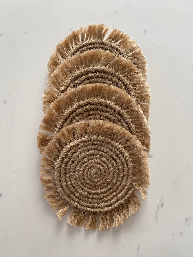 Jute Coasters Round Coasters Boho Home Decor | Etsy