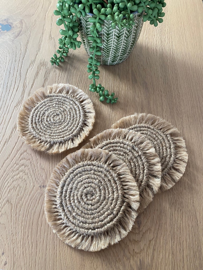 Jute Coasters Round Coasters Boho Home Decor | Etsy