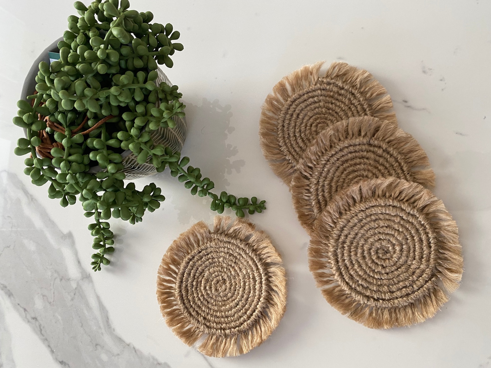 Jute Coasters Round Coasters Boho Home Decor | Etsy