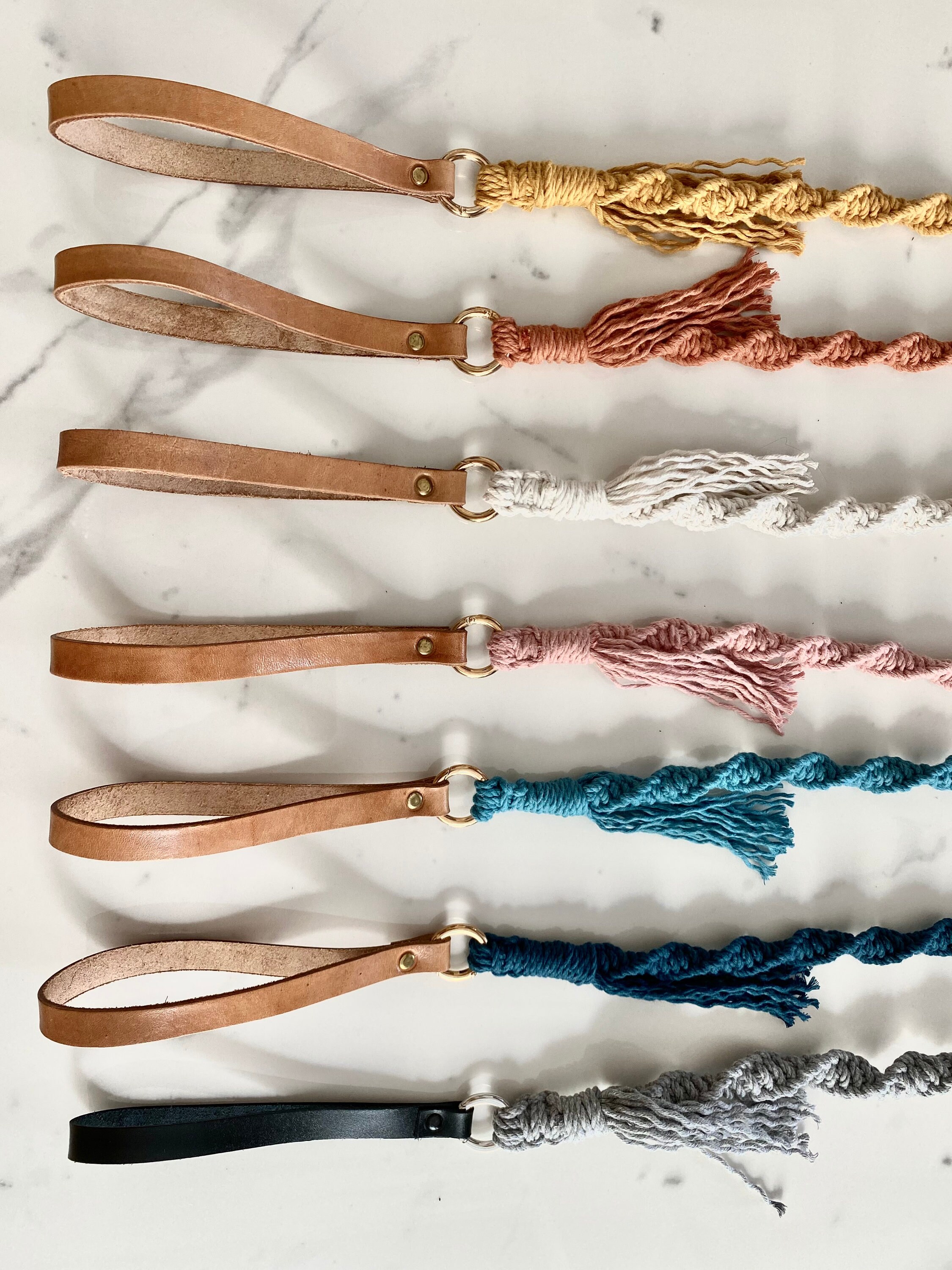 Natural Macrame Dog Leash Leather Handle Puppy Gift | Etsy