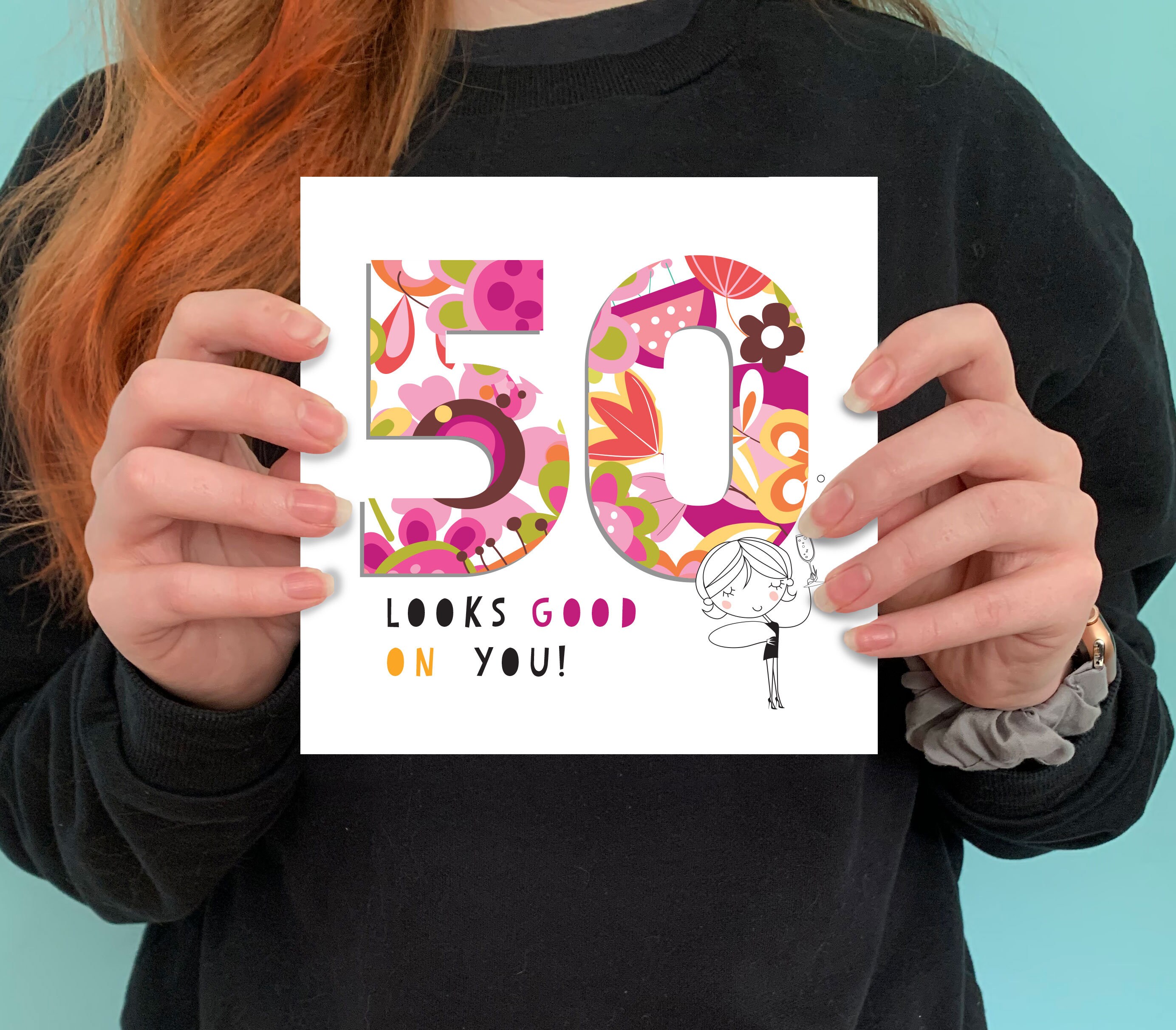 50 Looks Good on You! 50th Birthday Card, Fifty and Fabulous Card ...
