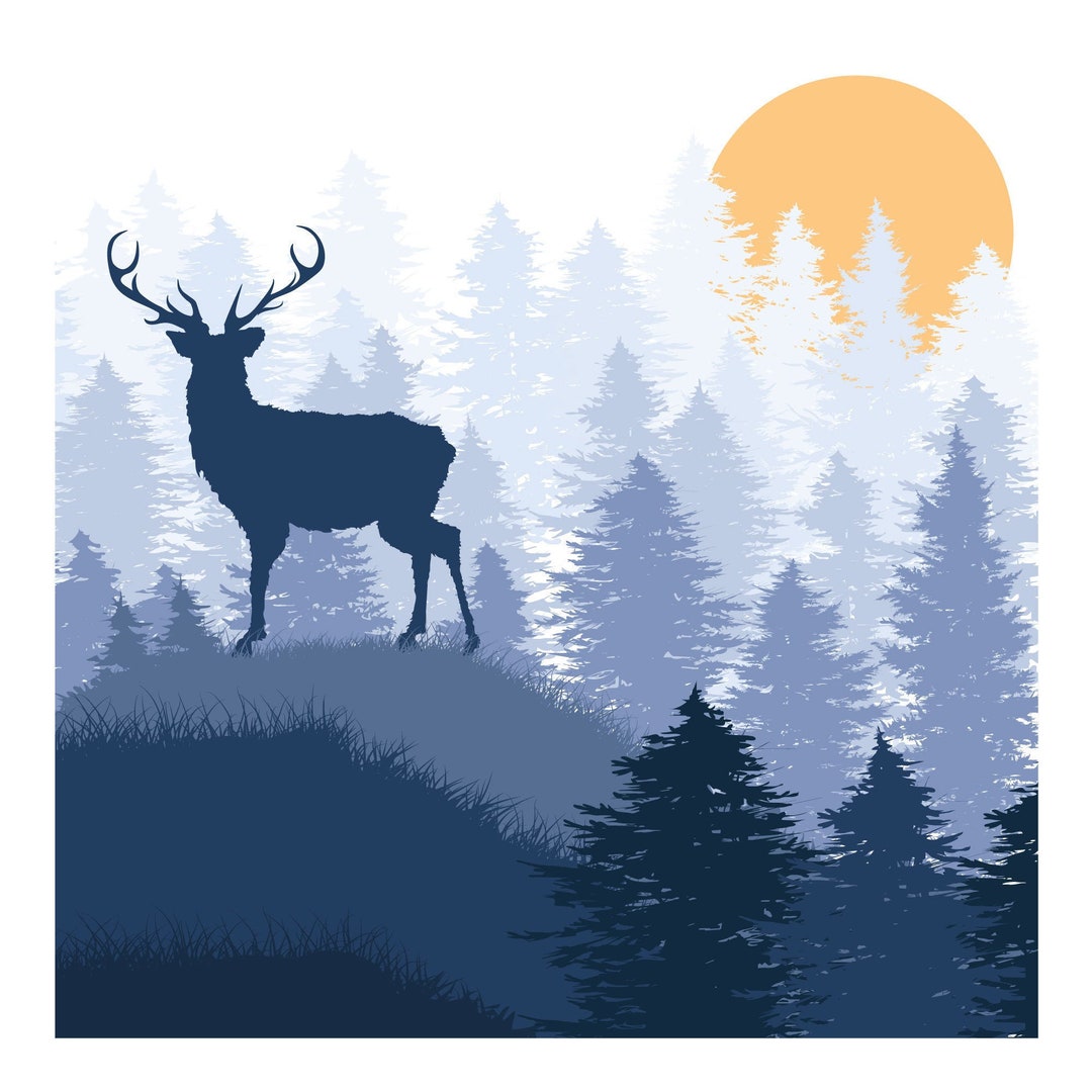 Blue Stag Art Print Stag Wall Art Wildlife Print Graphic - Etsy