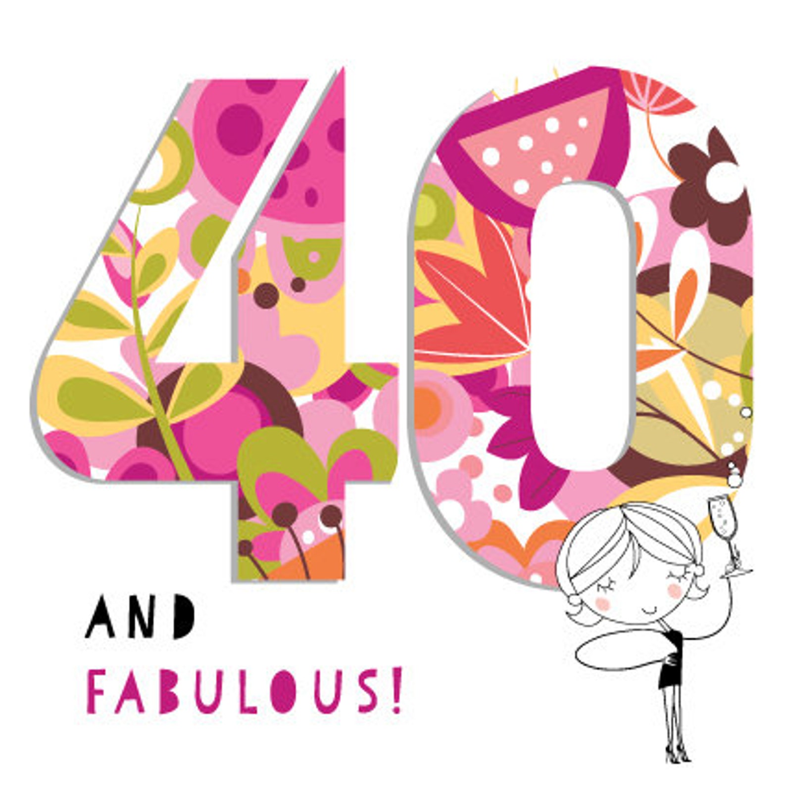 40 and Fabulous! 40th Birthday Card, Women's Fortieth Birthday Card ...