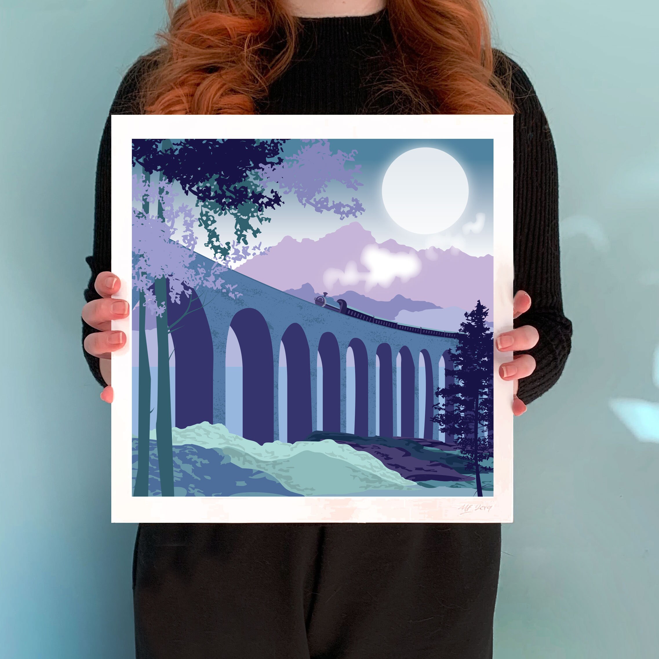 Glenfinnan Viaduct Art Print, Graphic Print, Glenfinnan Railway Print ...