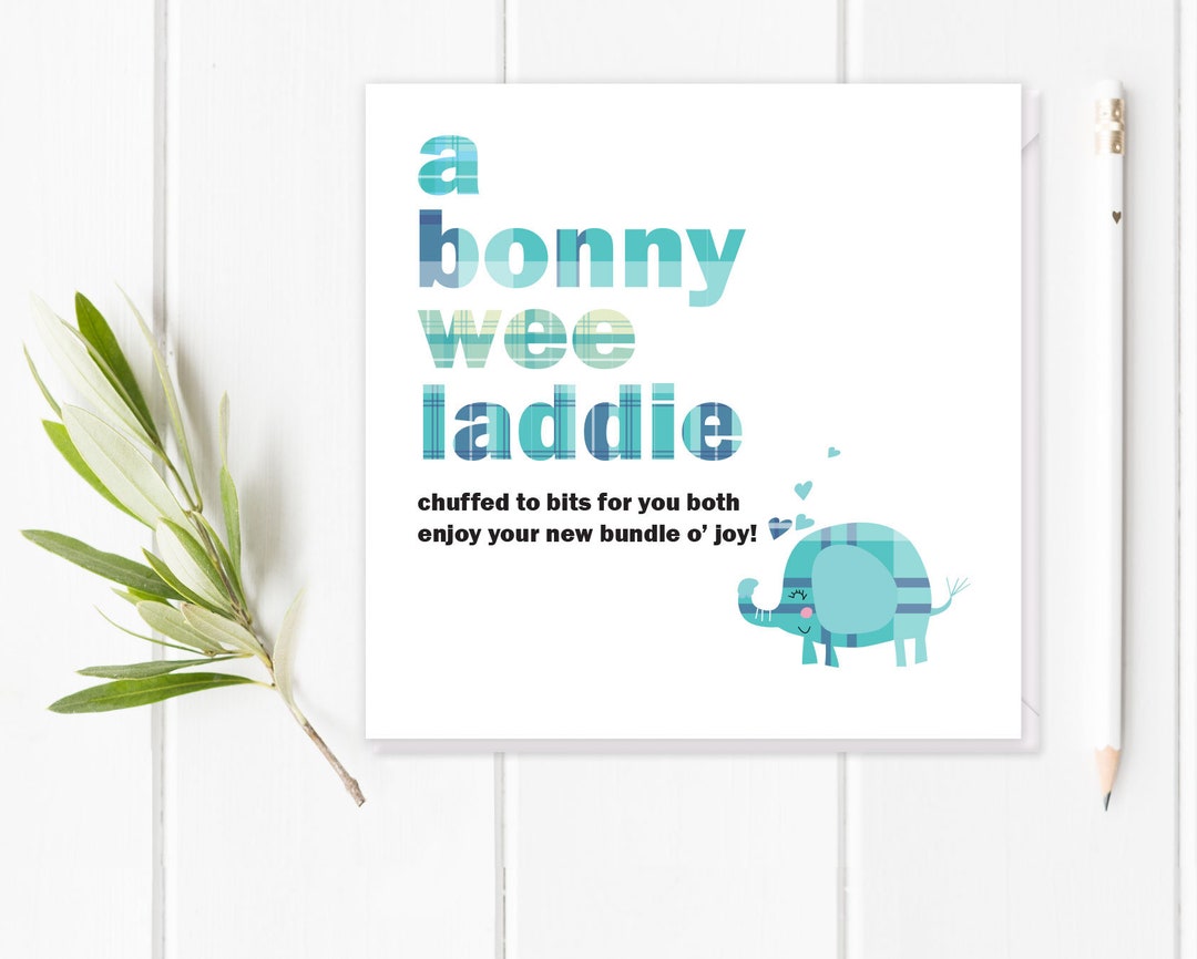 Bonny Wee Laddie Baby Boy Card, Blue Tartan Scottish Card - Etsy Österreich
