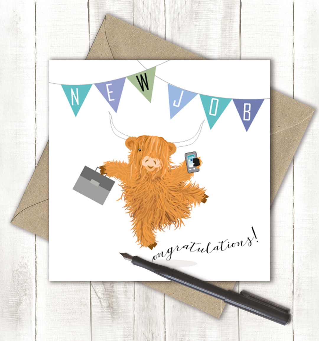 Highland Cow New Job Card, Scottish Congratulations Card - Etsy UK