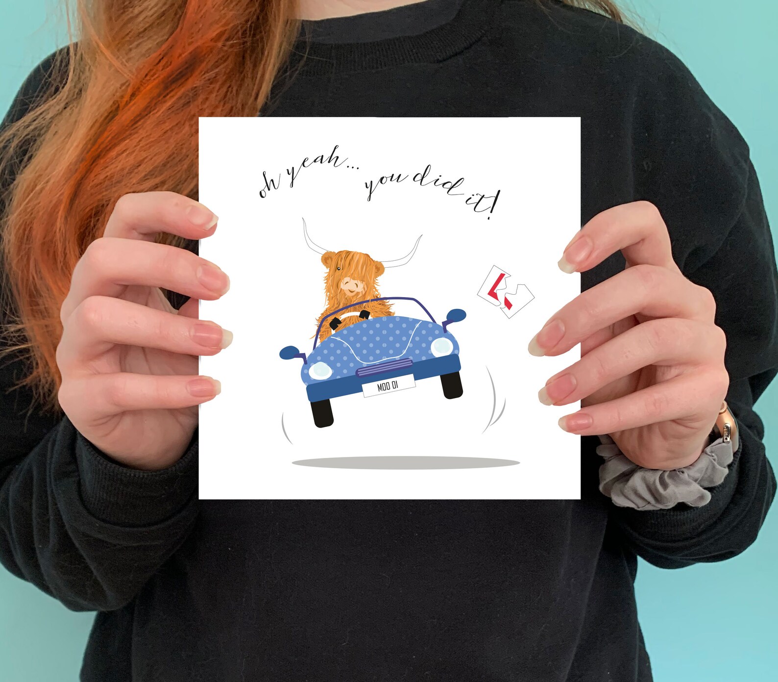 Oh Yeah You Did It Driving Test Pass Card Highland Cow | Etsy