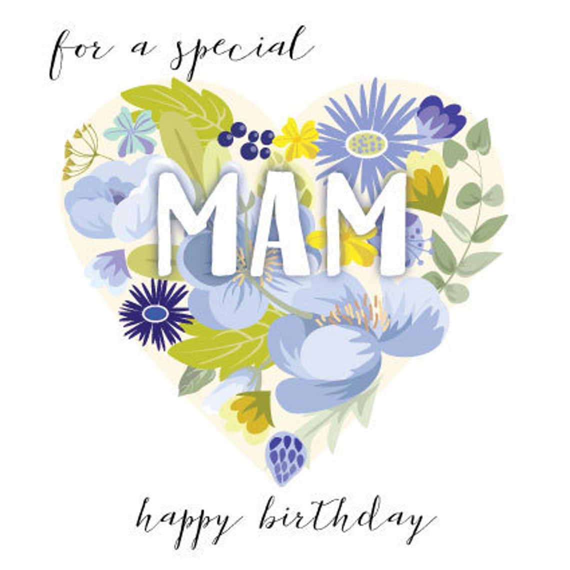 For a Special Mam Birthday Card, Happy Birthday Mam, Floral Heart Card ...