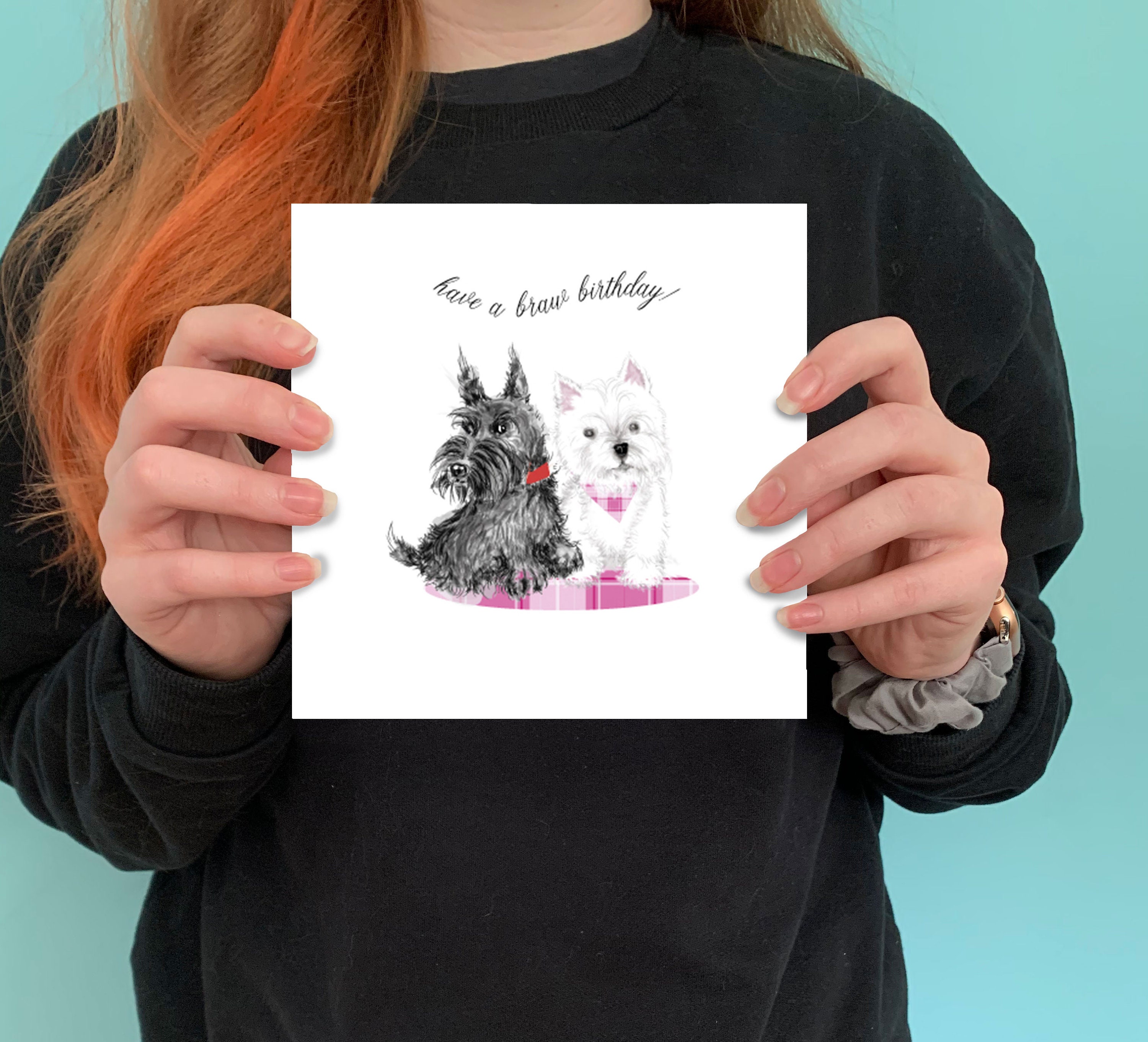 Have a Braw Birthday! Scottie Dog Card, Cute Scottie and Westie ...