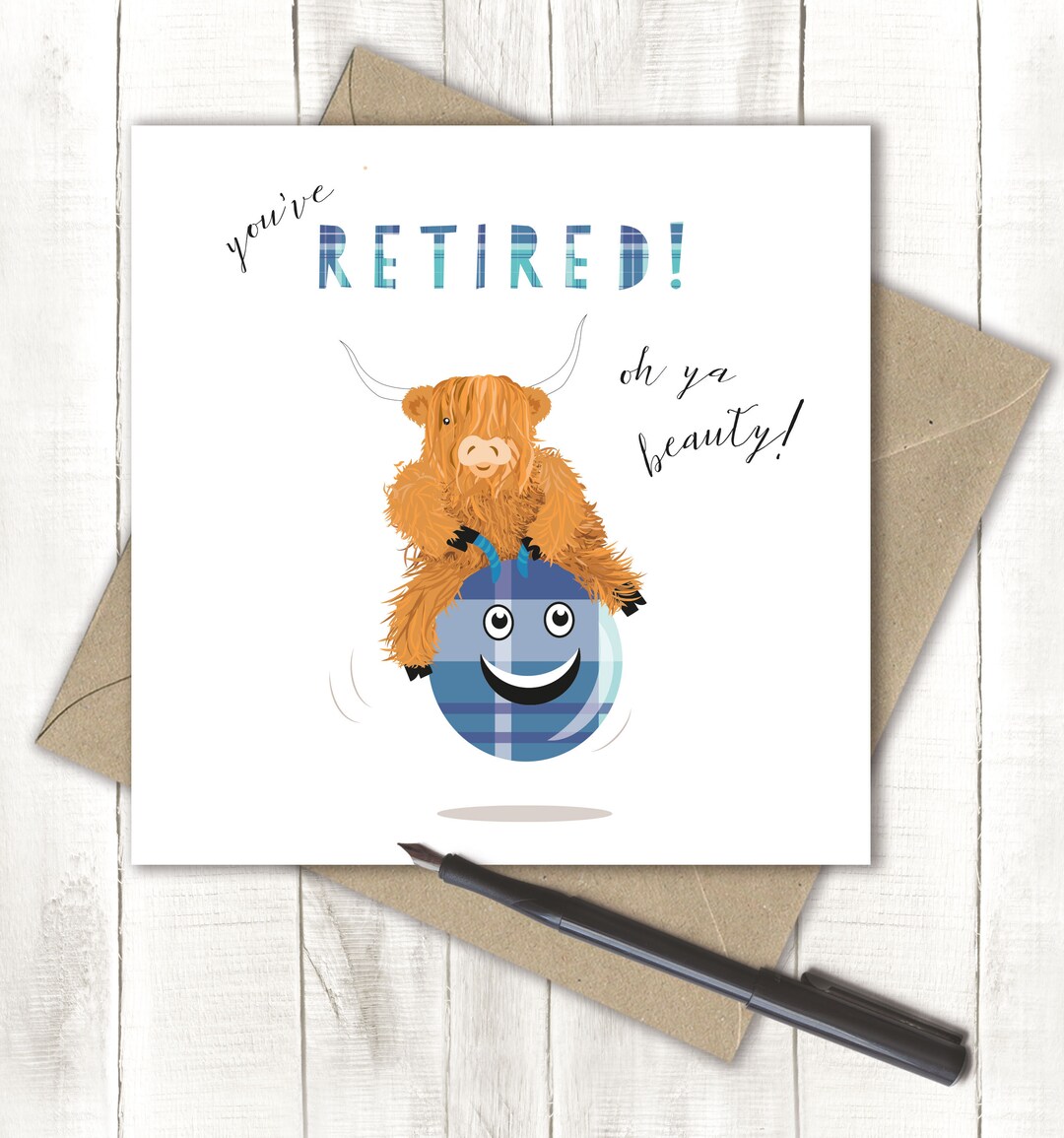 Highland Cow Retirement Card – Scottish Coo, Eco Kraft Envelope - Etsy UK
