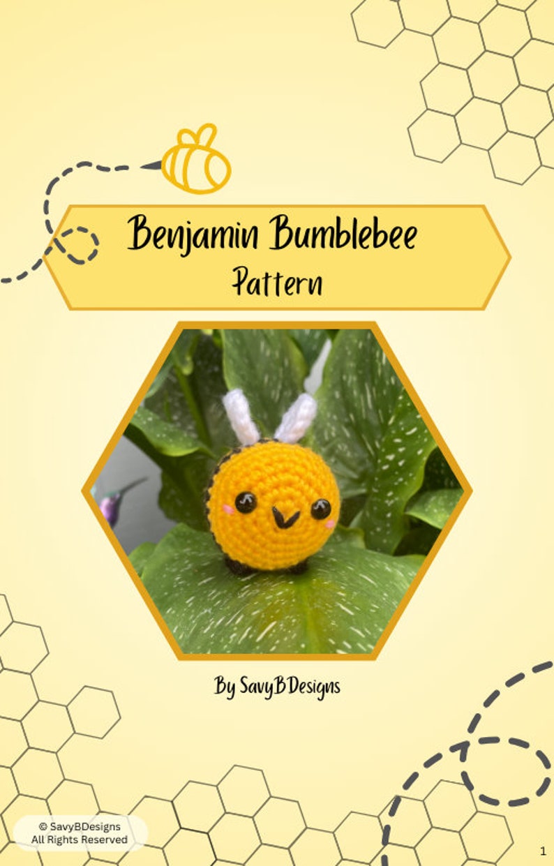 Benjamin Bumblebee Crochet Pattern Amigurumi Bumble Bee Pattern Animal ...