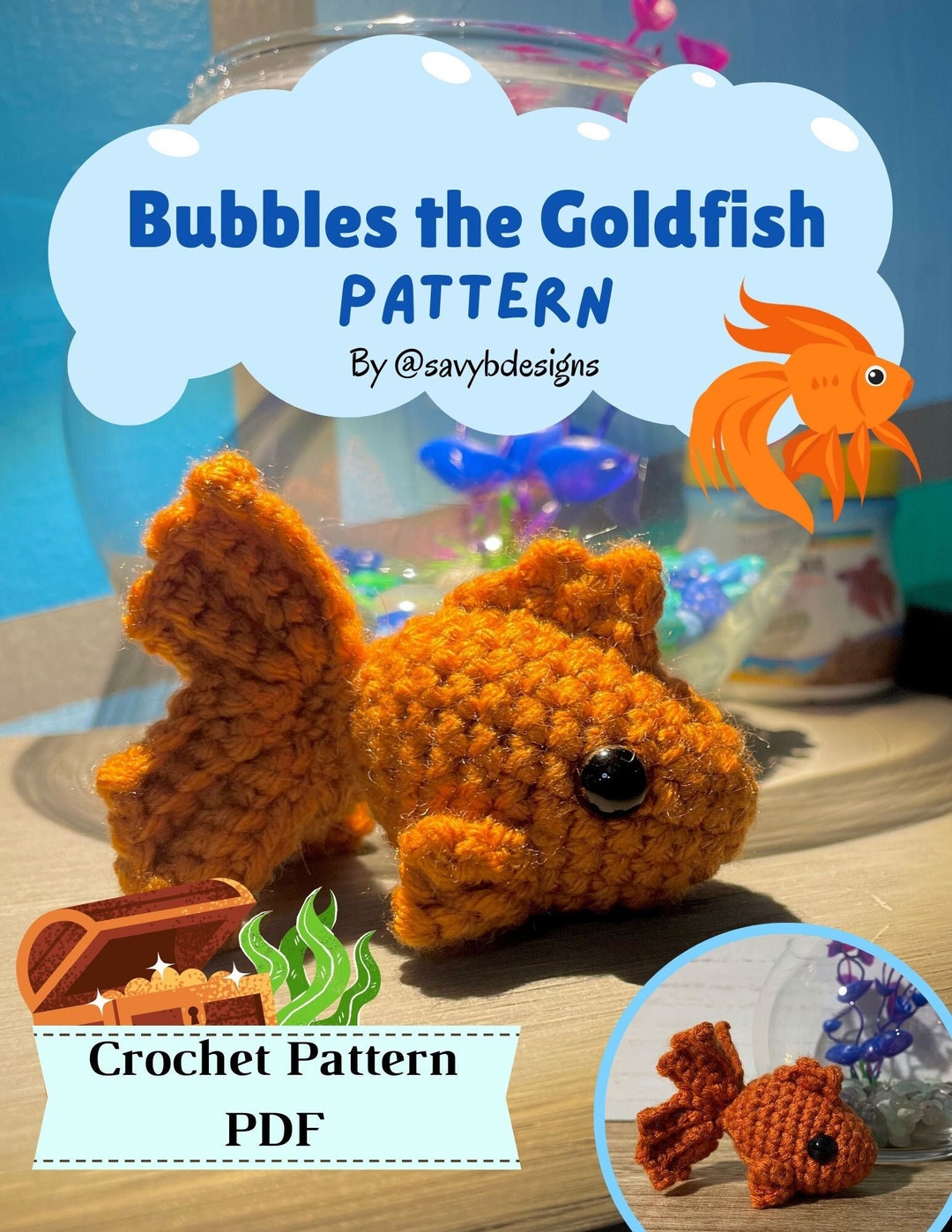 Bubbles the Goldfish | Goldfish Crochet Pattern | Amigurumi Pattern ...