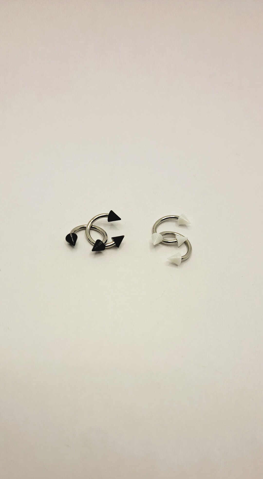 16G White Black Spike Septum Pincher Metal Silver Nose 8mm Crescent ...