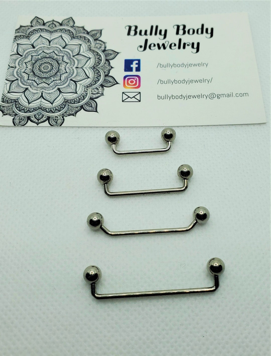 14G Silver Surgical Steel Surface Staple / Bar Barbell Piercing Body ...