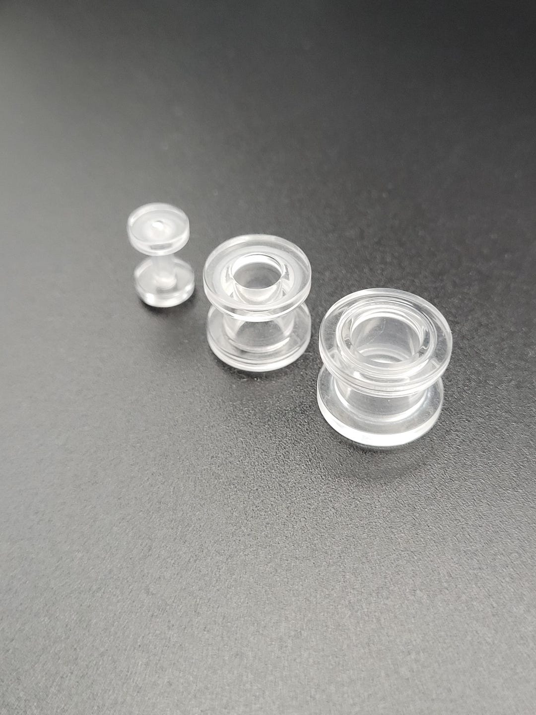 Pair Clear Tunnels Acrylic Transparent Invisible Stretchers Screw Fit ...
