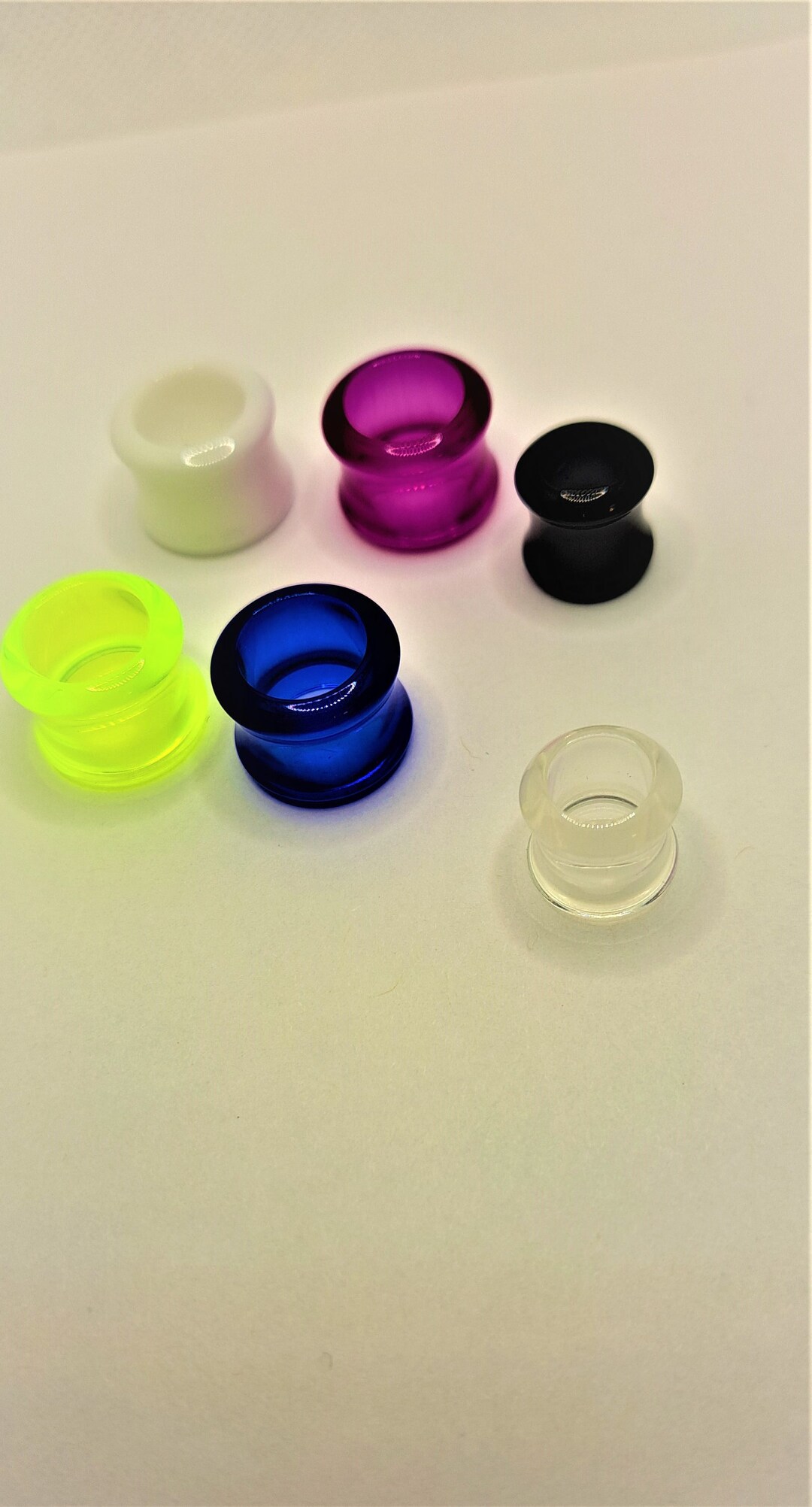 Pair UV Acrylic Tunnels Flared Flesh Ear Green White Clear Blue Black ...
