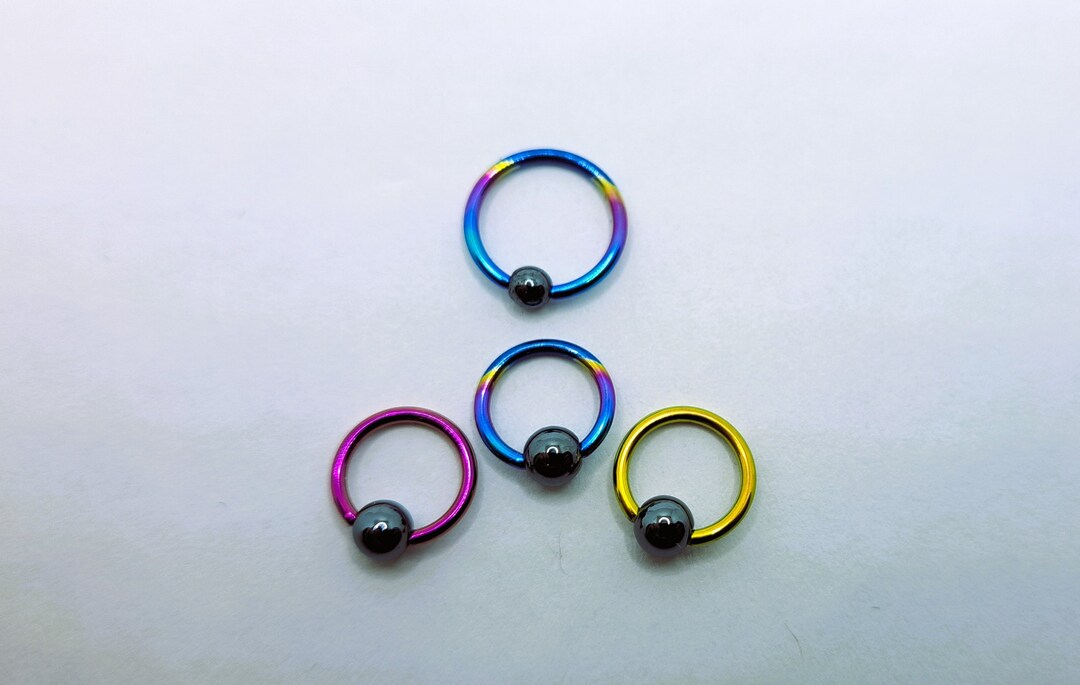 16G Rainbow Hoop Ring Ear Purple Bronze Small Titanium Tragus Cartilage ...