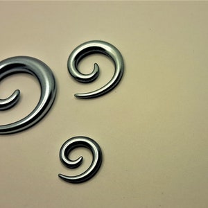 Pair Ear Spiral Tapers PASTEL Silver Pink Plug Tunnels Solid UV Acrylic ...