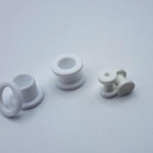 Pair White Ear Tunnels Plugs Gauges Spacers Acrylic Screw Fit Double ...