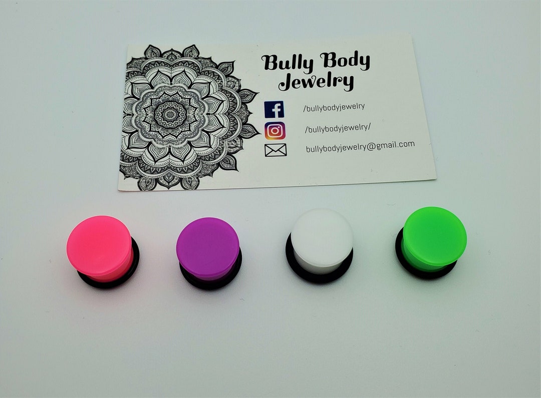 Pair Neon Plugs Acrylic Pink Green Purple White Single Flare Ear Lobe ...