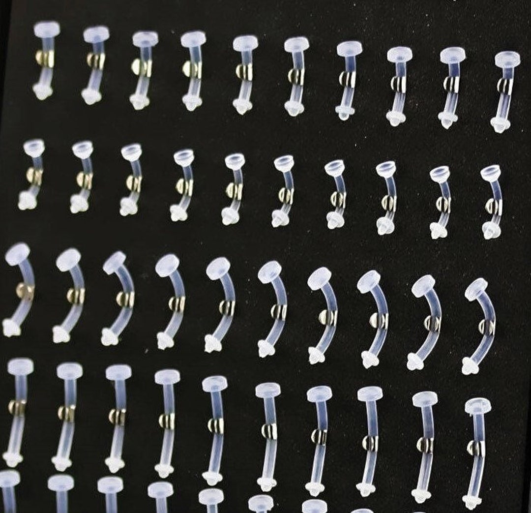 16G Clear Retainer Stud Piercing Earring Nose Tongue Eyebrow Lip Belly ...