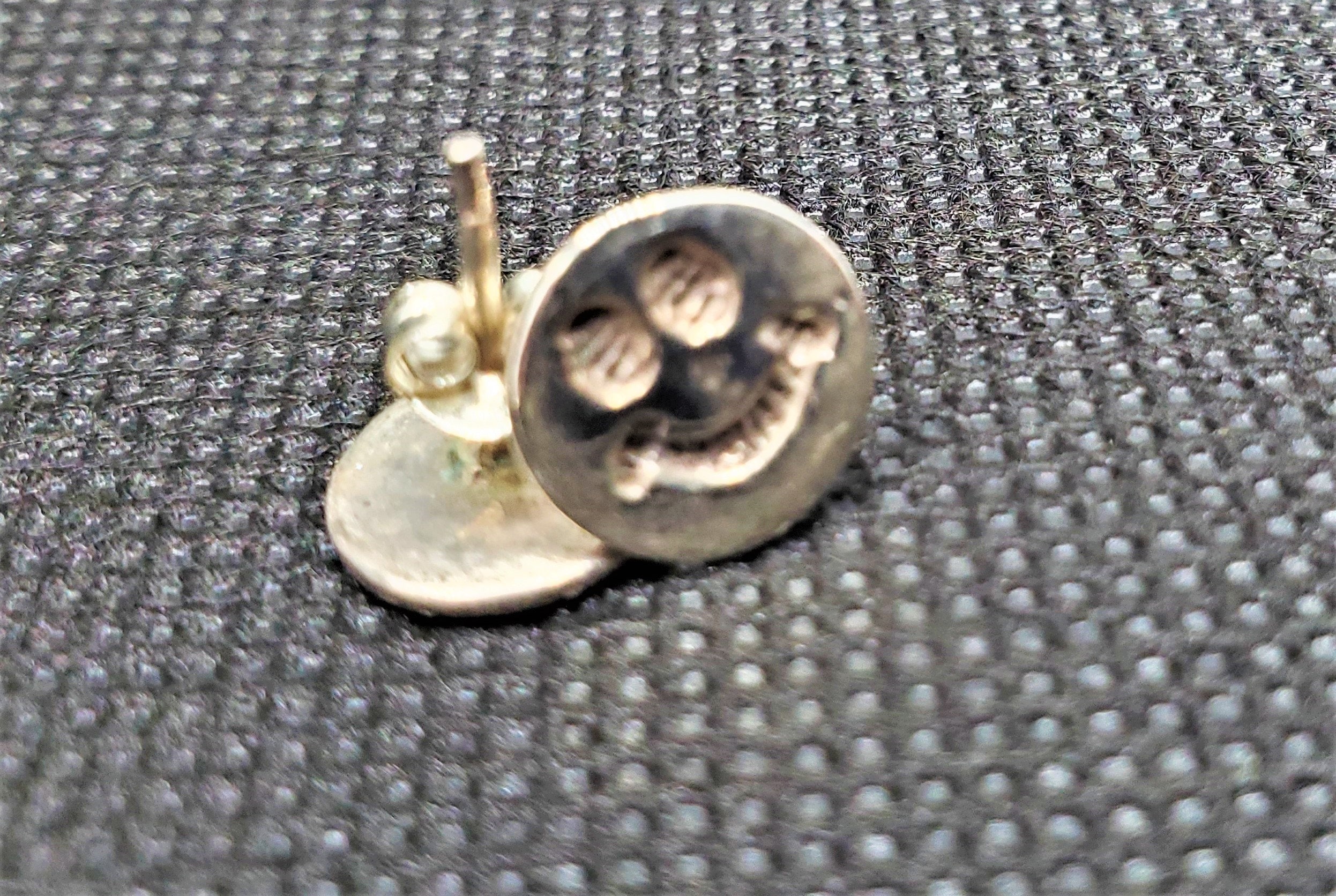 Sterling Silver Little Smiley Face Emoji Stud Earring | Etsy