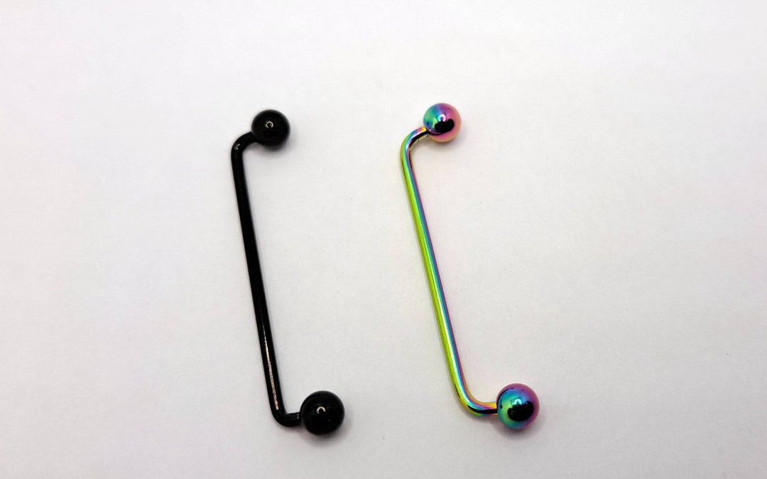 14G Rainbow Black Surface Staple Bar / Barbell 35mm Piercing Body ...