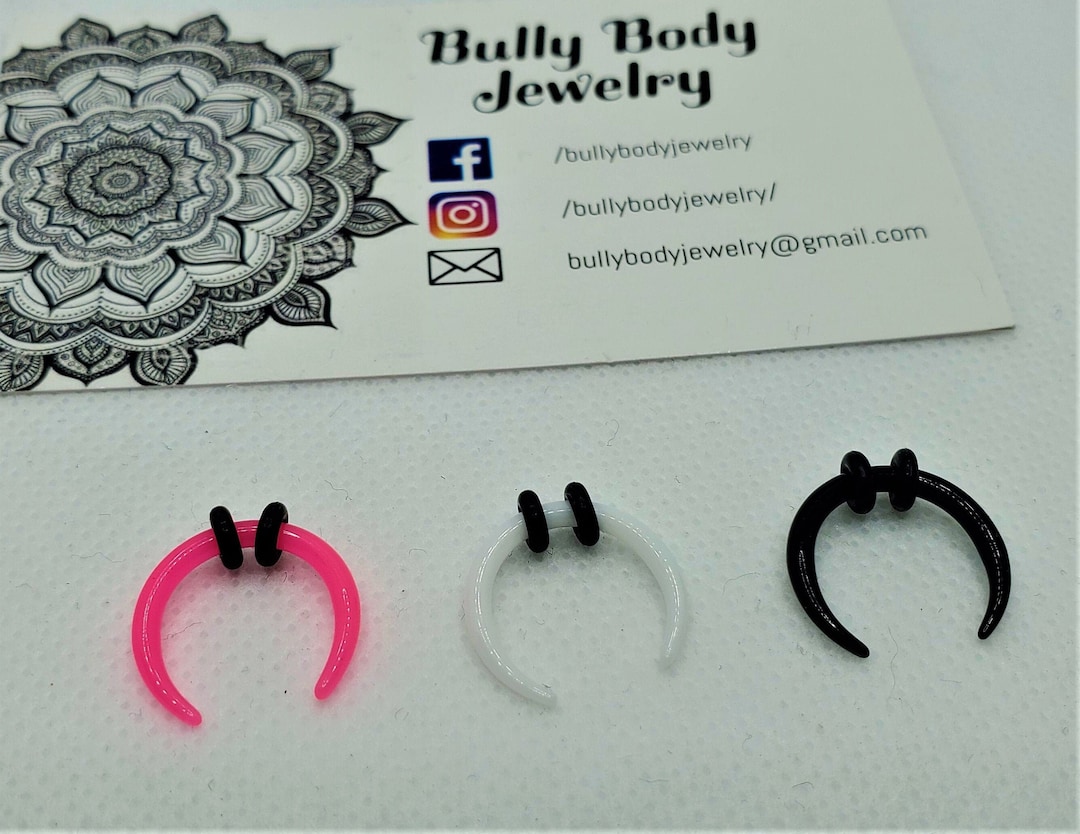 Pink White Septum Pincher Acrylic Crescent Horseshoe 12G 8G Neon Pink ...