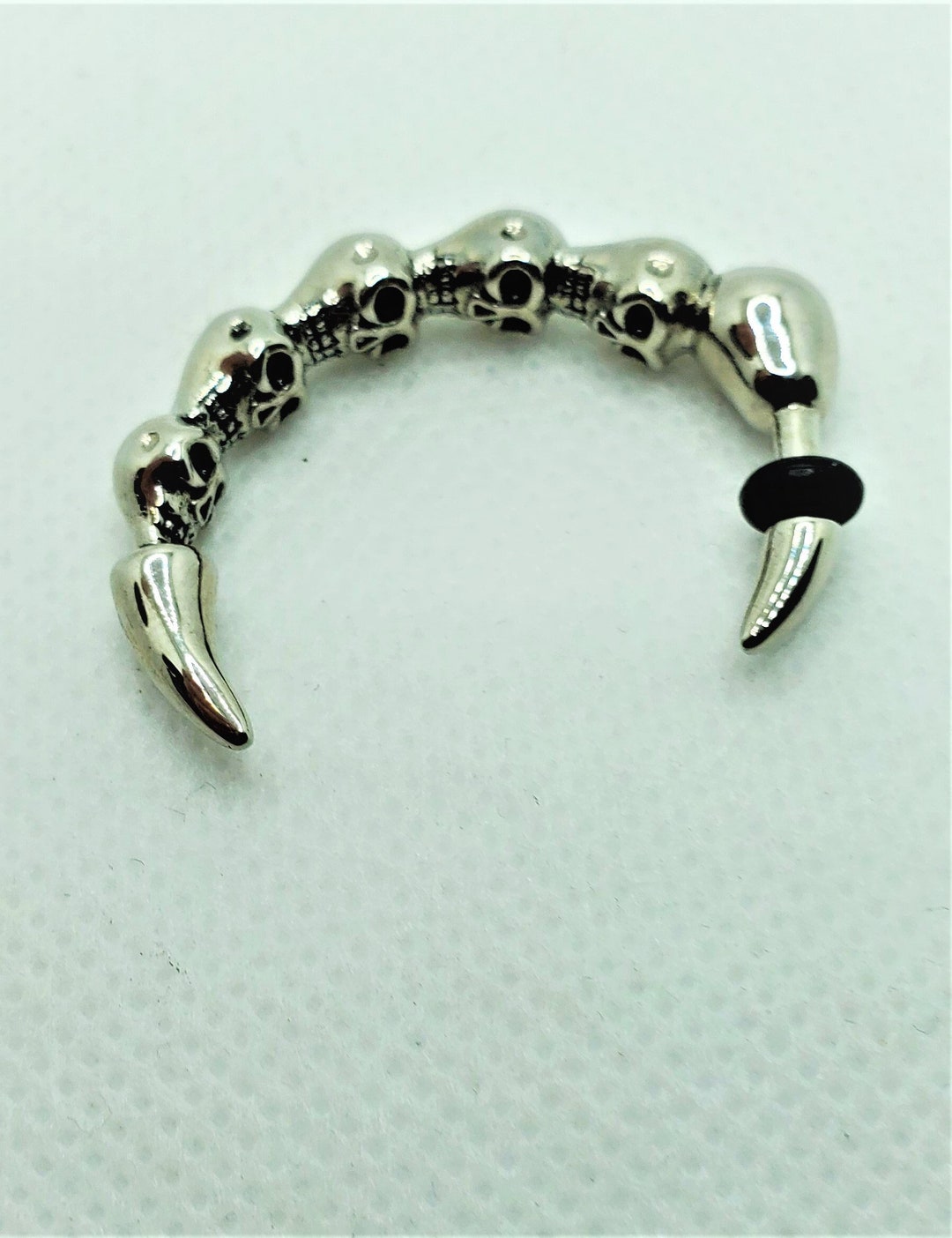 2G Septum Skull Silver Pincher Heavy Thick Large Gauge Taper Crescent ...