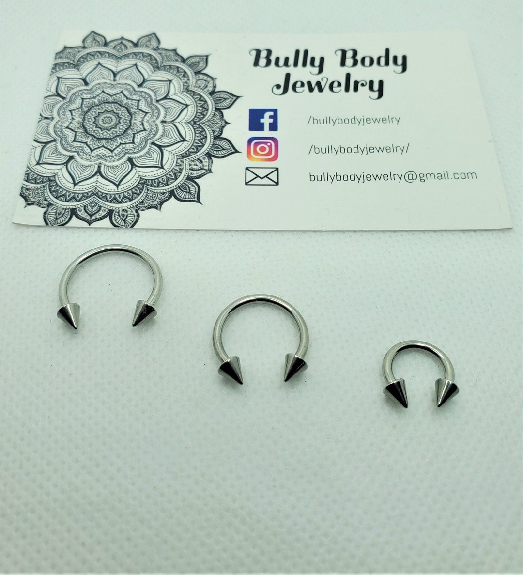 14g 16G Silver Spiked Septum Pincher Barbell Horseshoe Circular Nose ...