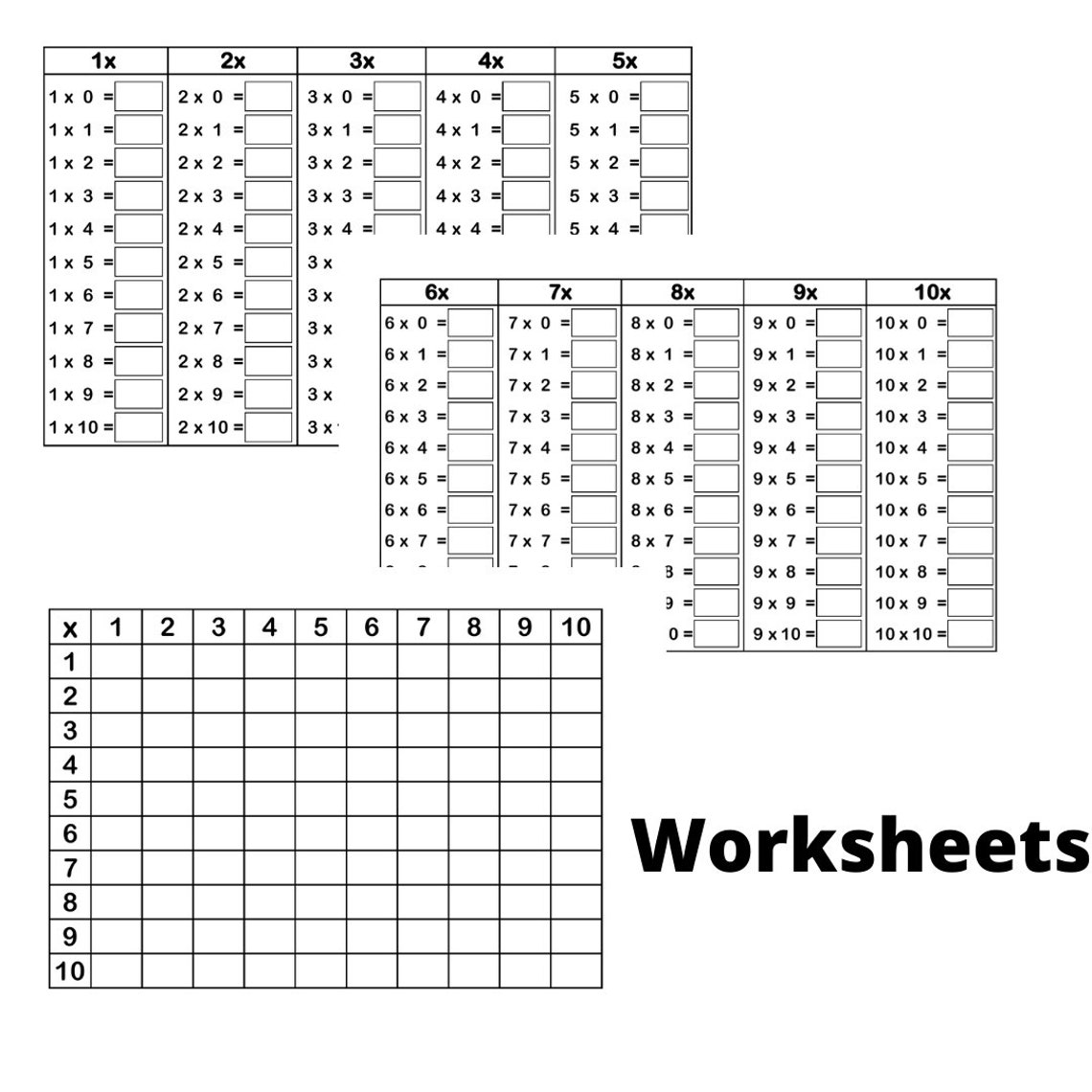 Multiplication Table 1x to 10x /Time Tables Worksheet | Etsy