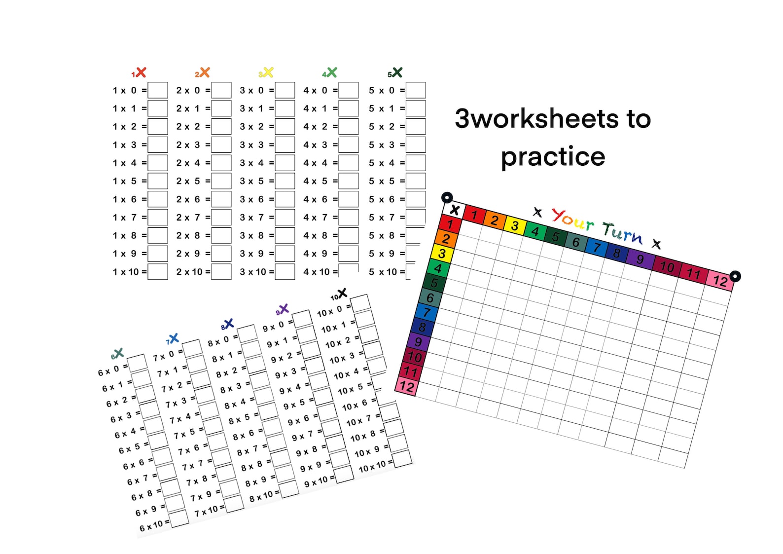 Multiplication Table 1x to 10x / Fun Multiplicatin Table Practice Sheet ...