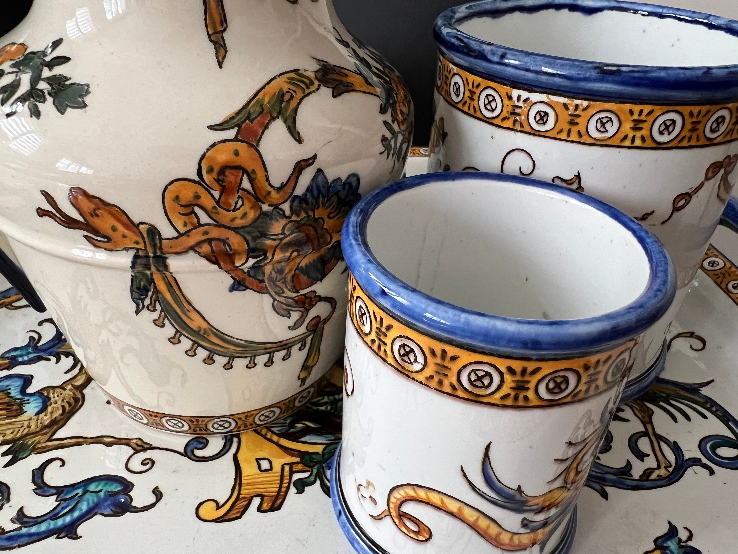 Gien Earthenware Set 4 Elements Renaissance Pattern White Background - Etsy