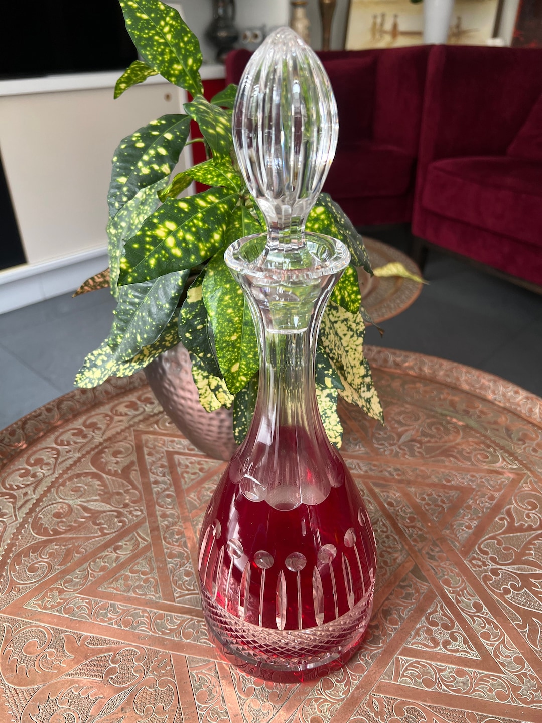 Cristal De Paris Carafe Yvan Red Model Very Good Condition - Etsy