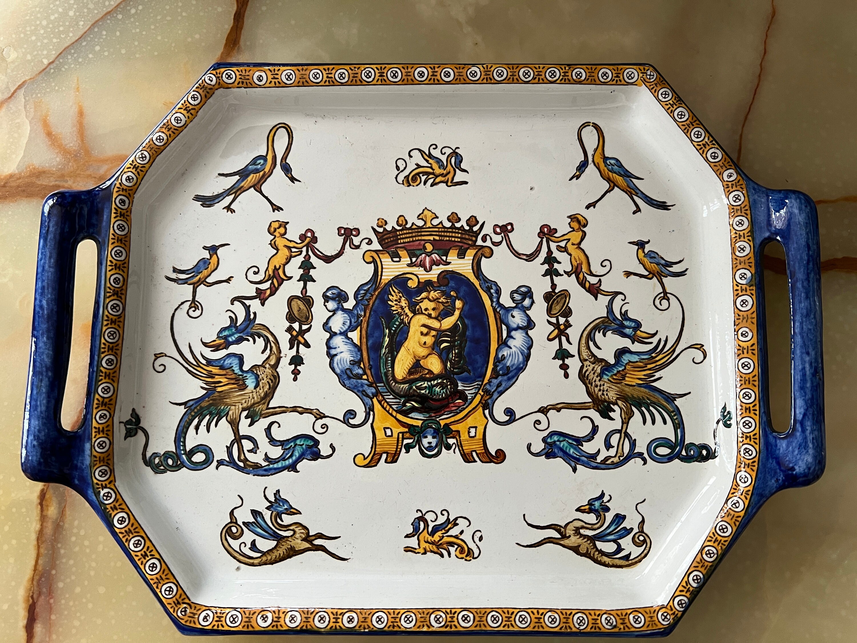 Gien Earthenware Set 4 Elements Renaissance Pattern White Background - Etsy