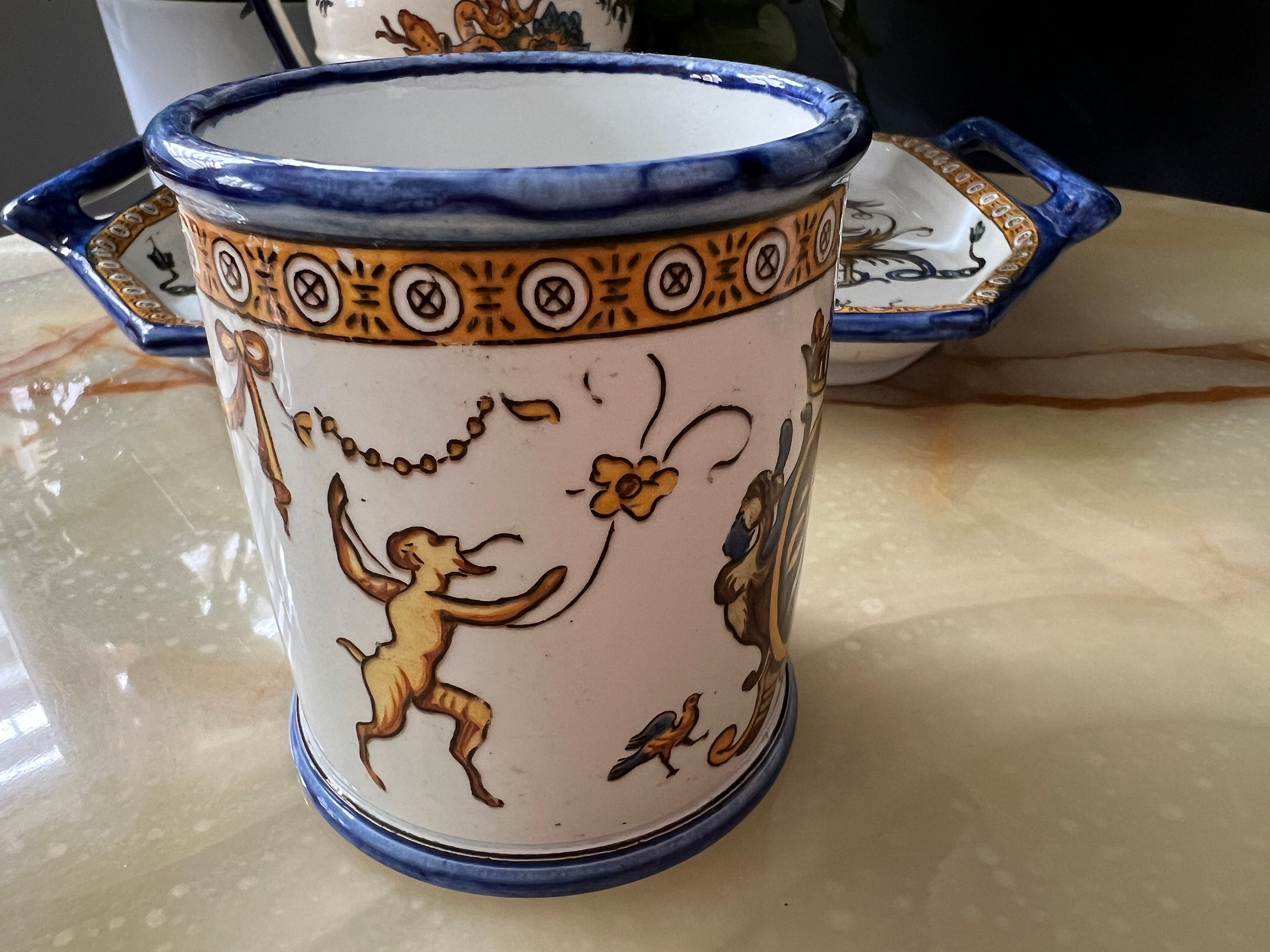 Gien Earthenware Set 4 Elements Renaissance Pattern White Background - Etsy