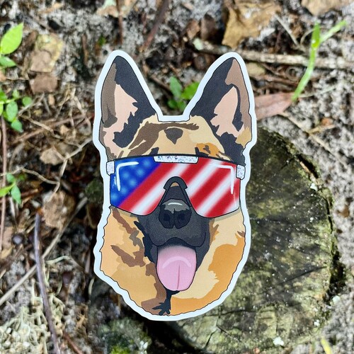 Funny Happy German Shepherd Dog Decal Weatherproof Sticker GSD - Etsy