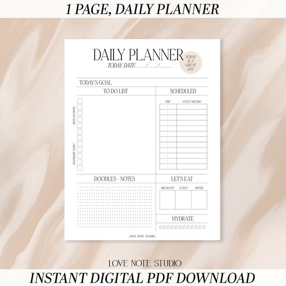 Daily Planner Minimal and Chic Printable | Etsy