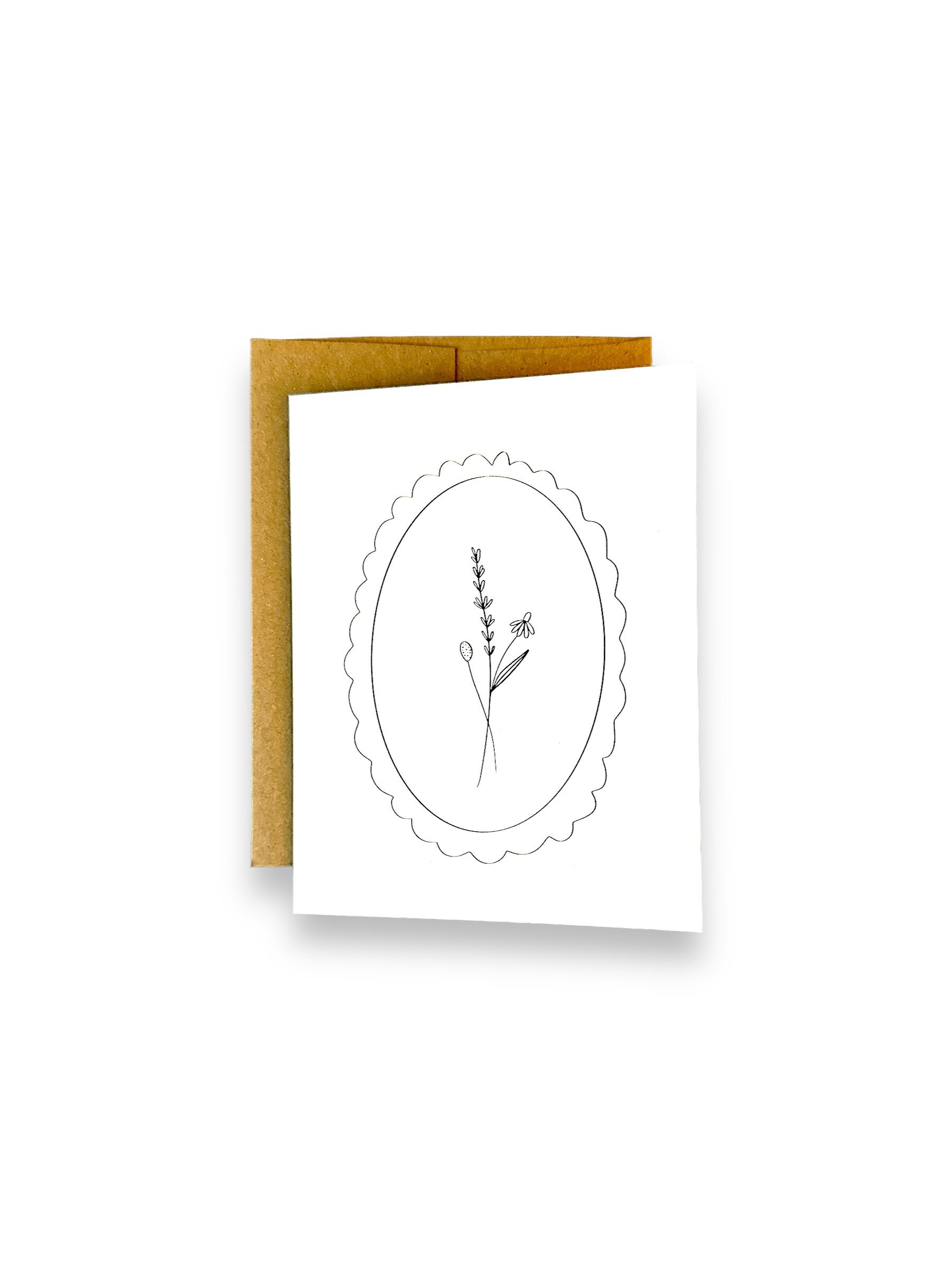 Simple Black & White Flower Card - Etsy