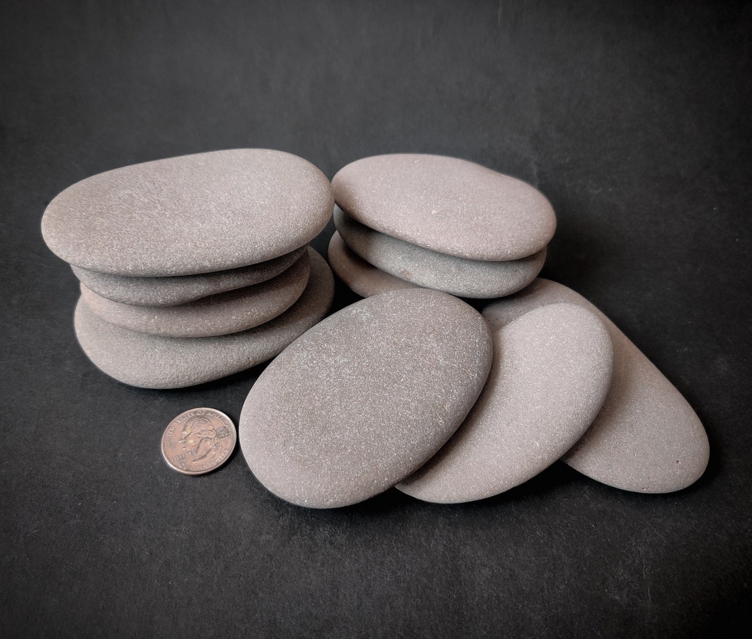 Extra-large Flat Beach Stones Lot 4 Pieces, 2 1/23 1/2 Grey Smooth ...