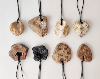 Set of 8 Smooth Amulet Hag Stones, 1 1/3'' - 2'' Genuine Holey Beach ...