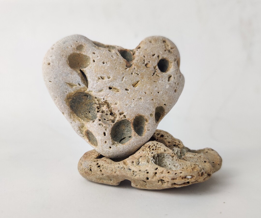 Unique Heart-shaped Stone 2.5'' on a Hag Stone Stand, Genuine Rare ...