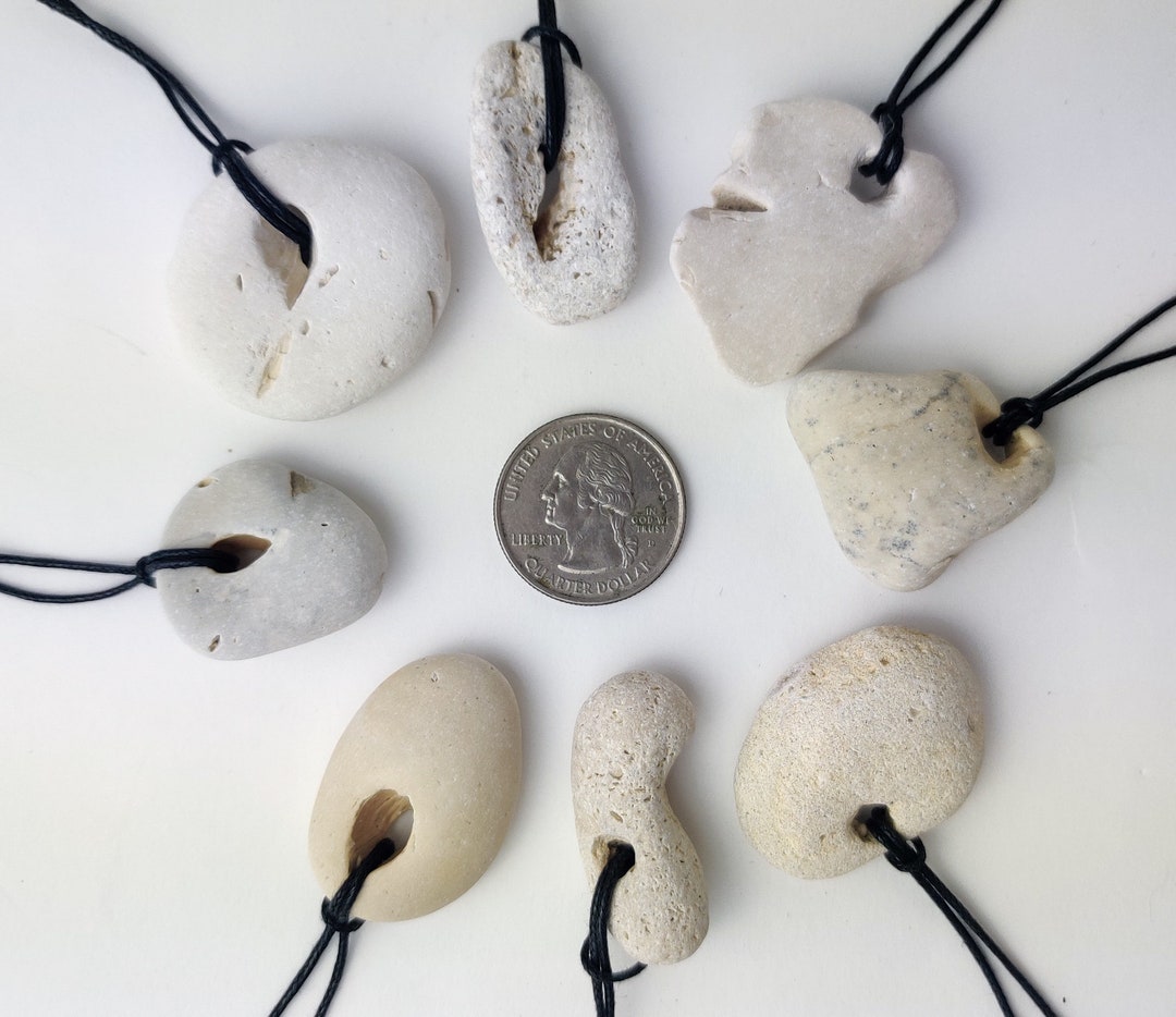 Set of 8 Amazing White Amulet Hag Stones, 1 1/8'' - 1 1/2'' Genuine ...